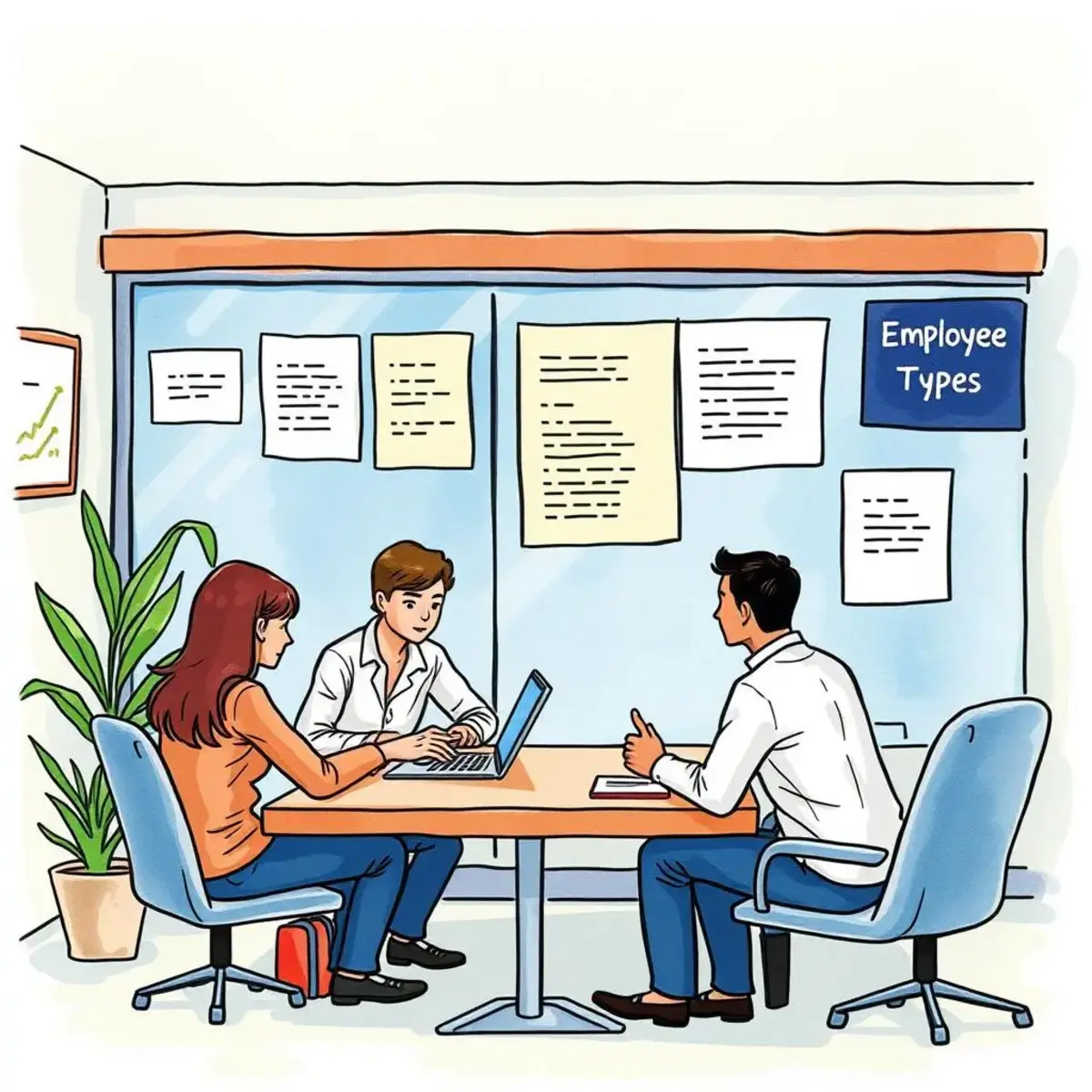 Employee type identifier: Identify and generate texts for employee types